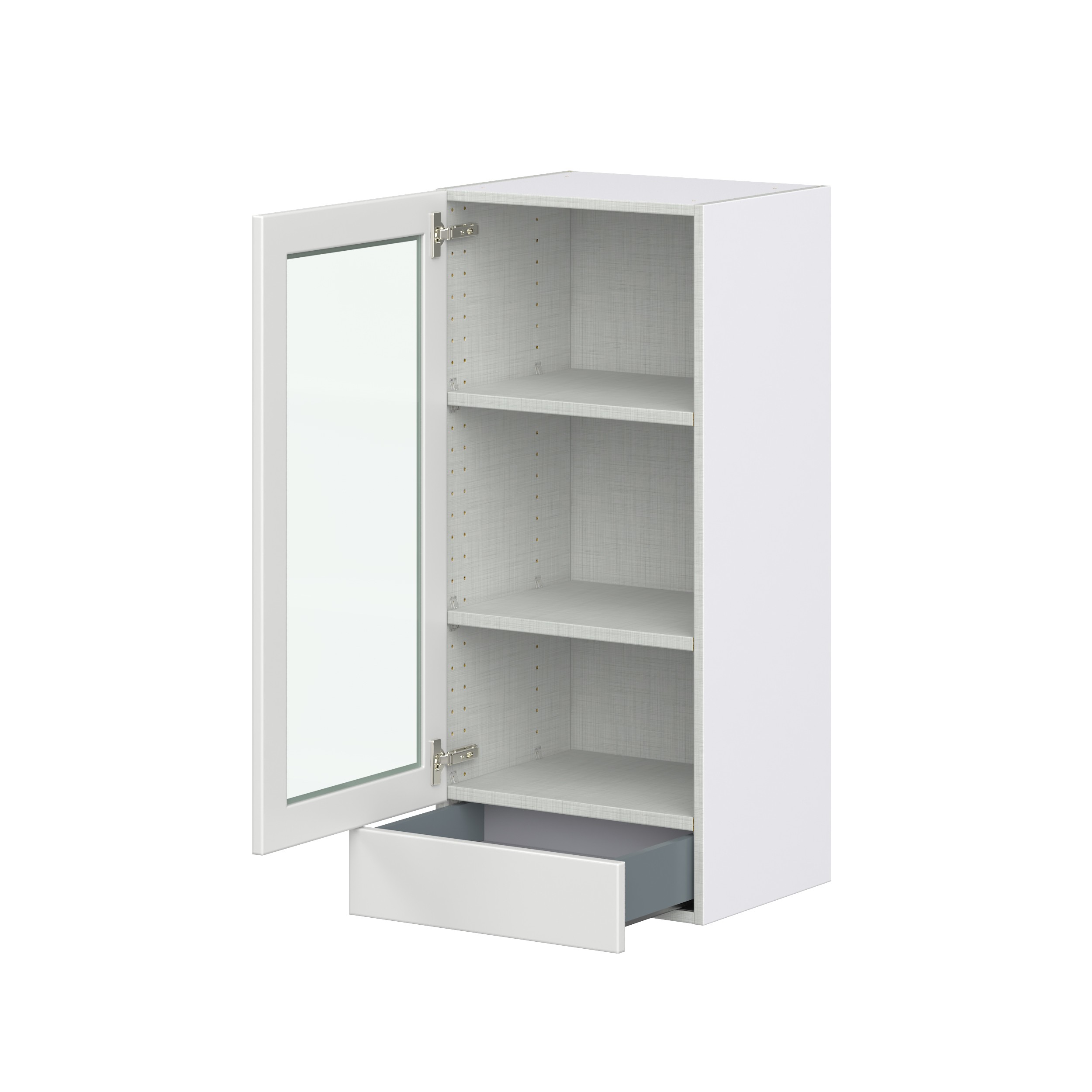 Alton Painted White Recessed Assembled Glass Wall Kitchen Cabinet with ...