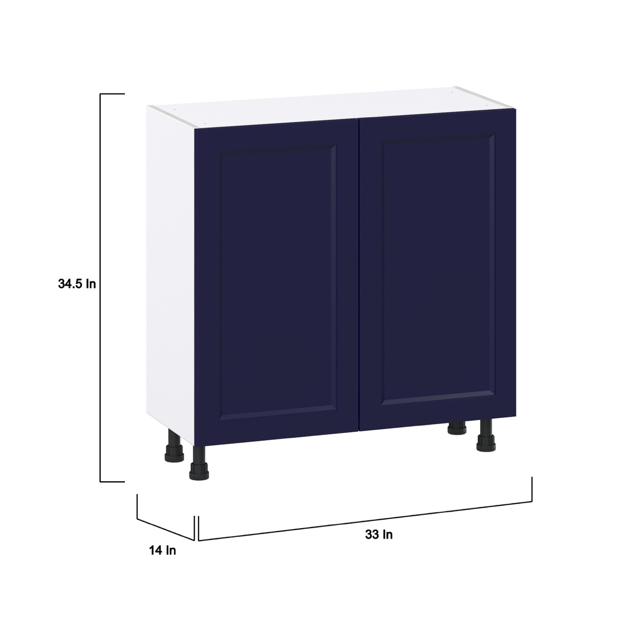 33 in. W x 14 in. D x 34.5 in. H Devon Painted Blue Shaker Assembled ...