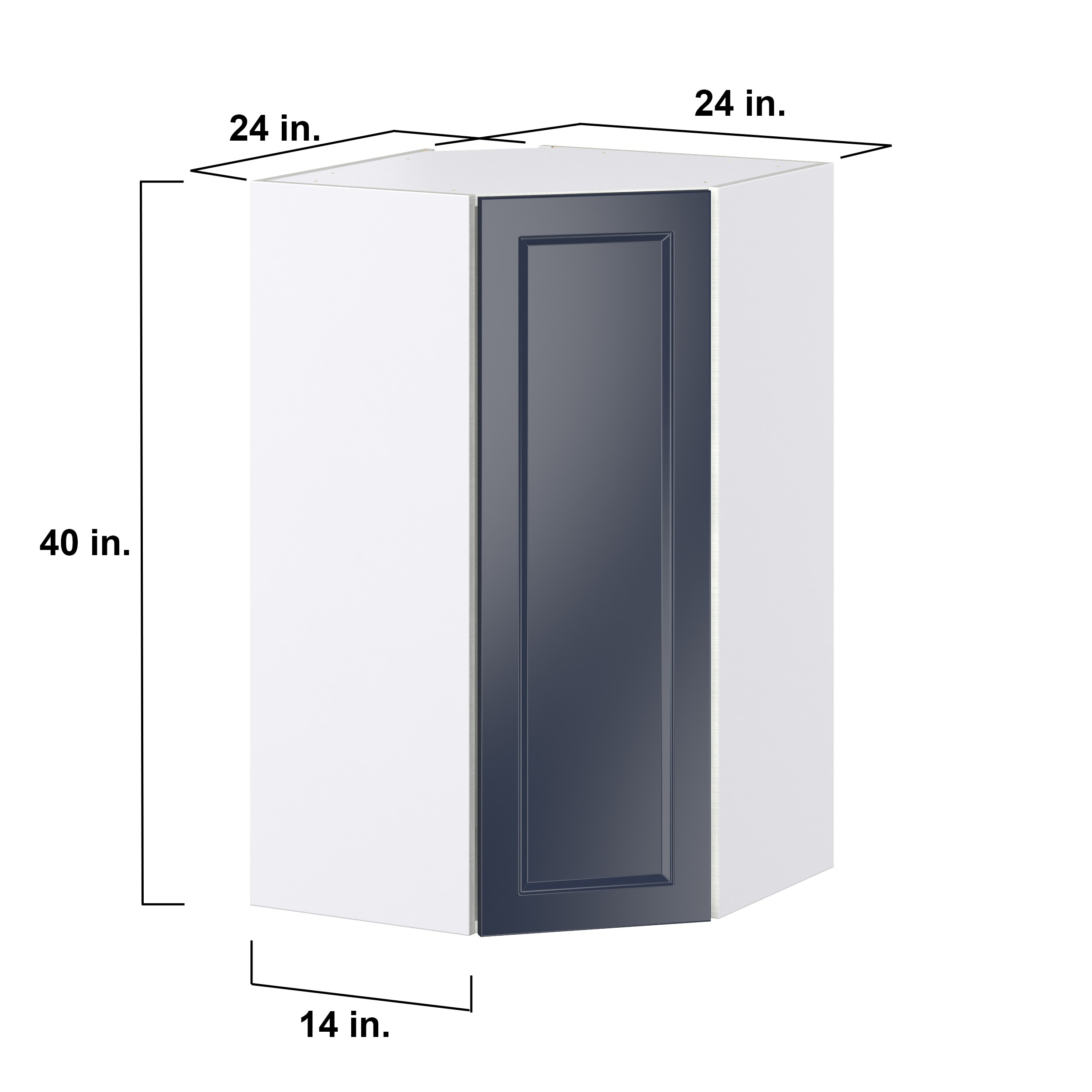 24 in. W x 40 in. H x 14 in. D Devon Painted Blue Recessed Assembled ...