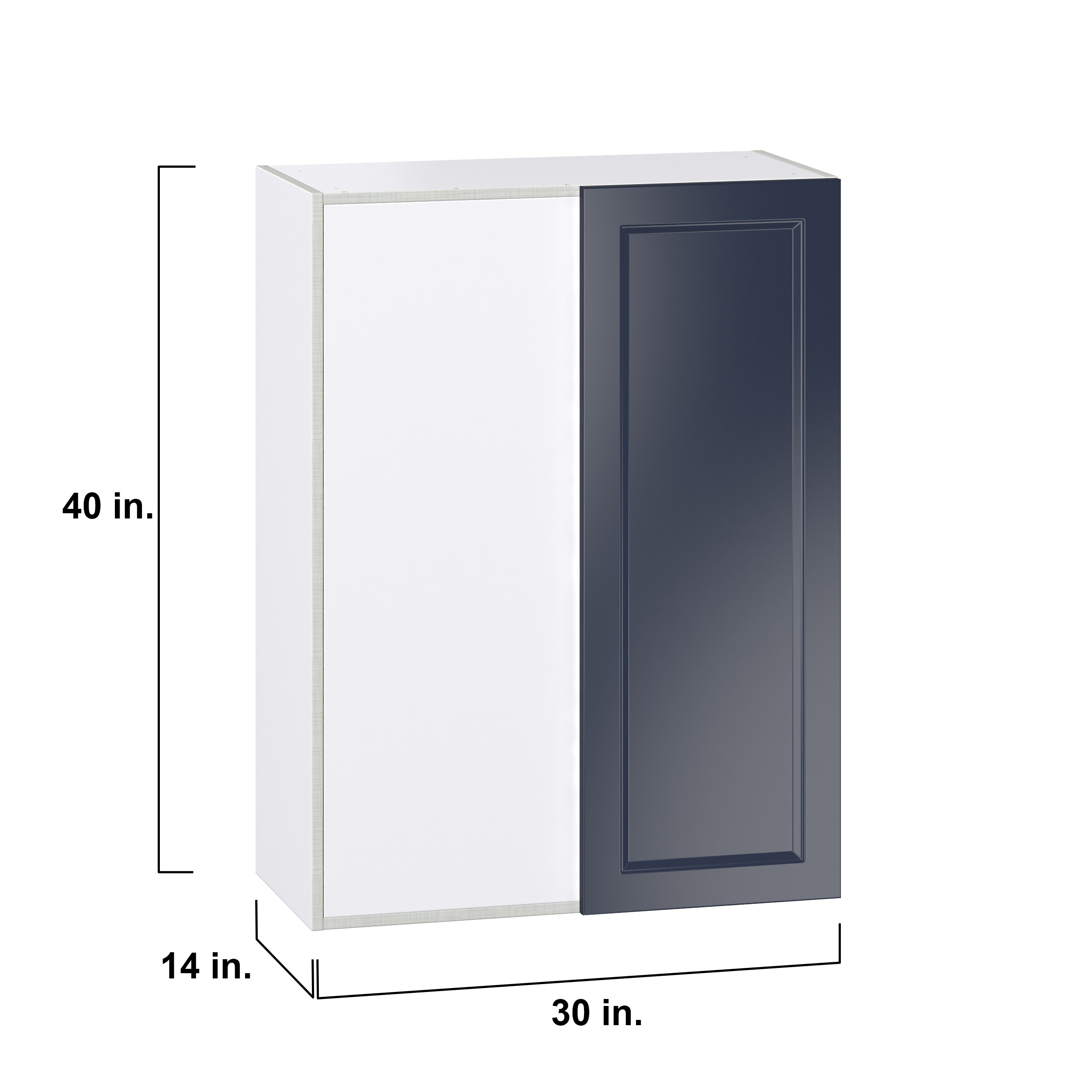 Devon 30 in. W x 40 in. H x 14 in. D Painted Blue Recessed Assembled ...