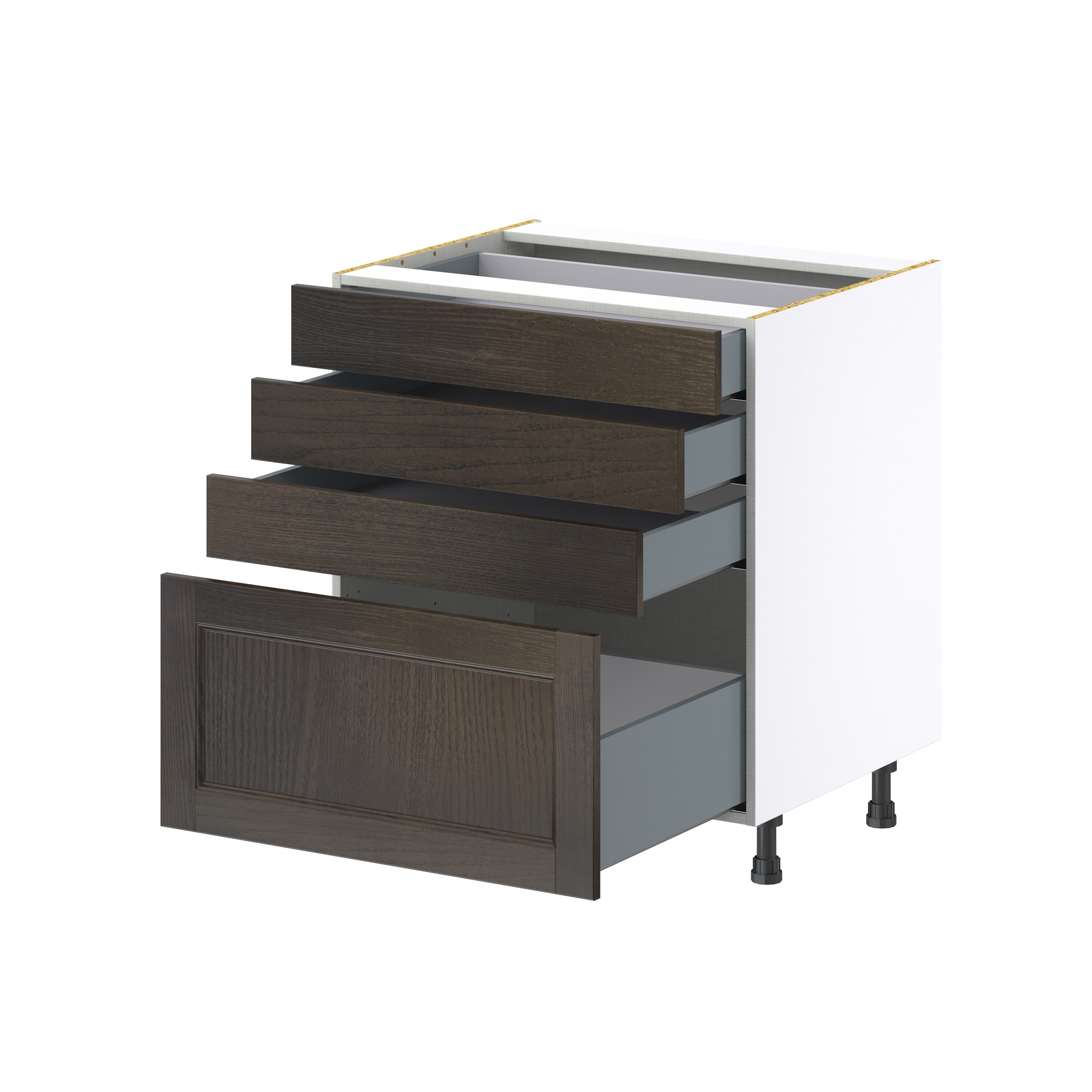 Lincoln Chestnut Solid Wood Assembled Base Kitchen Cabinet with 4 ...