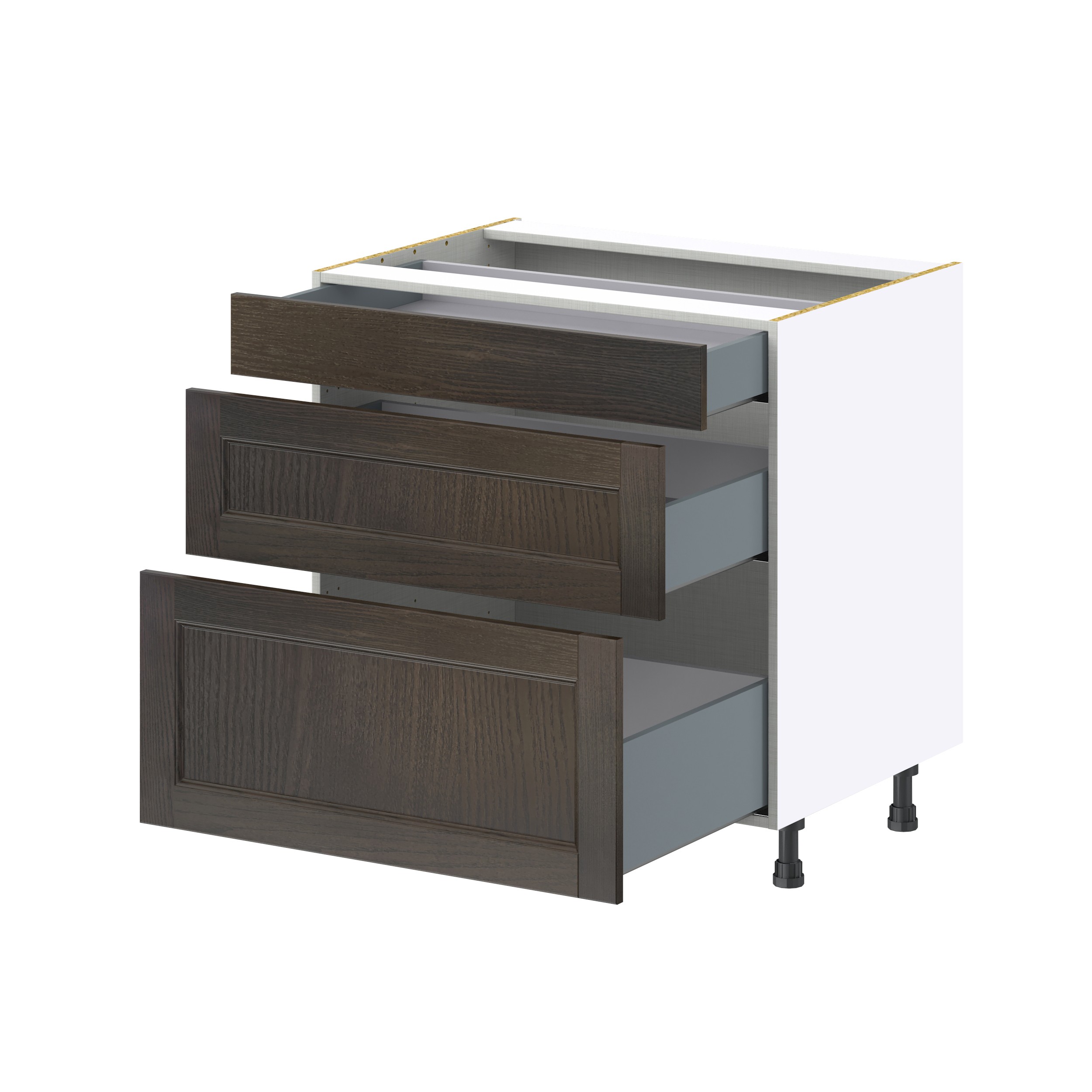 Lincoln Chestnut Solid Wood Assembled Base Kitchen Cabinet with 3 ...