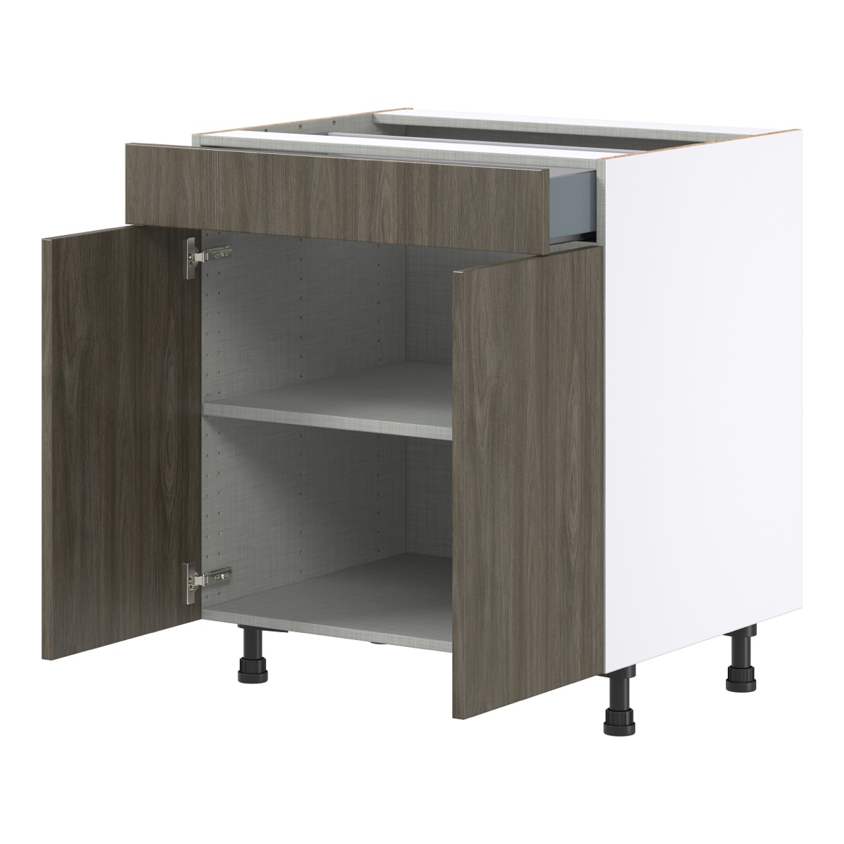 Medora textured Slab Walnut Assembled Base Kitchen Cabinet with a ...