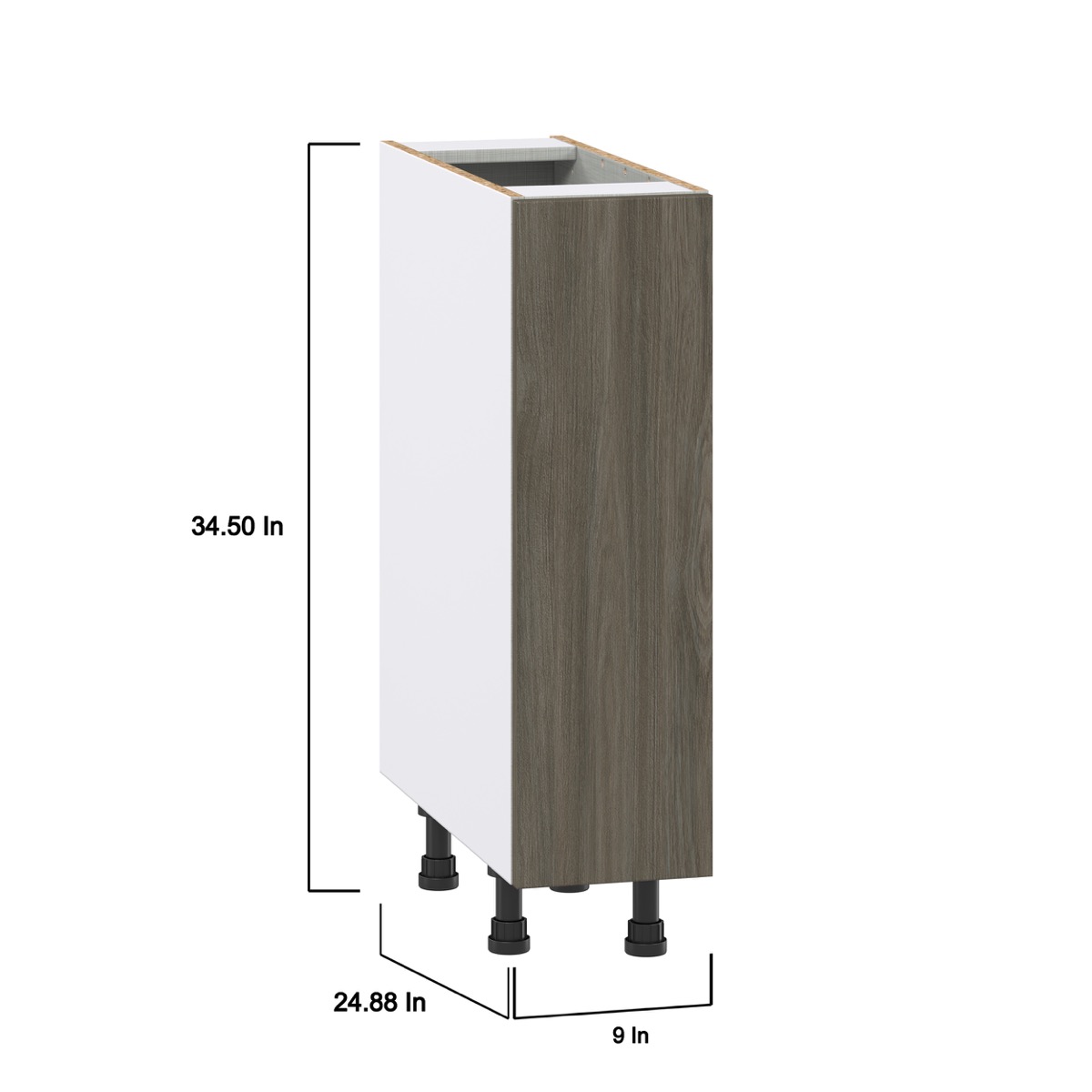 Medora textured Slab Walnut Assembled Base Kitchen Cabinet with a Full ...