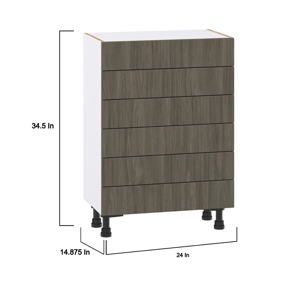 24 in. W x 34.5 in. H x 14 in. D Medora textured Slab Walnut Assembled ...