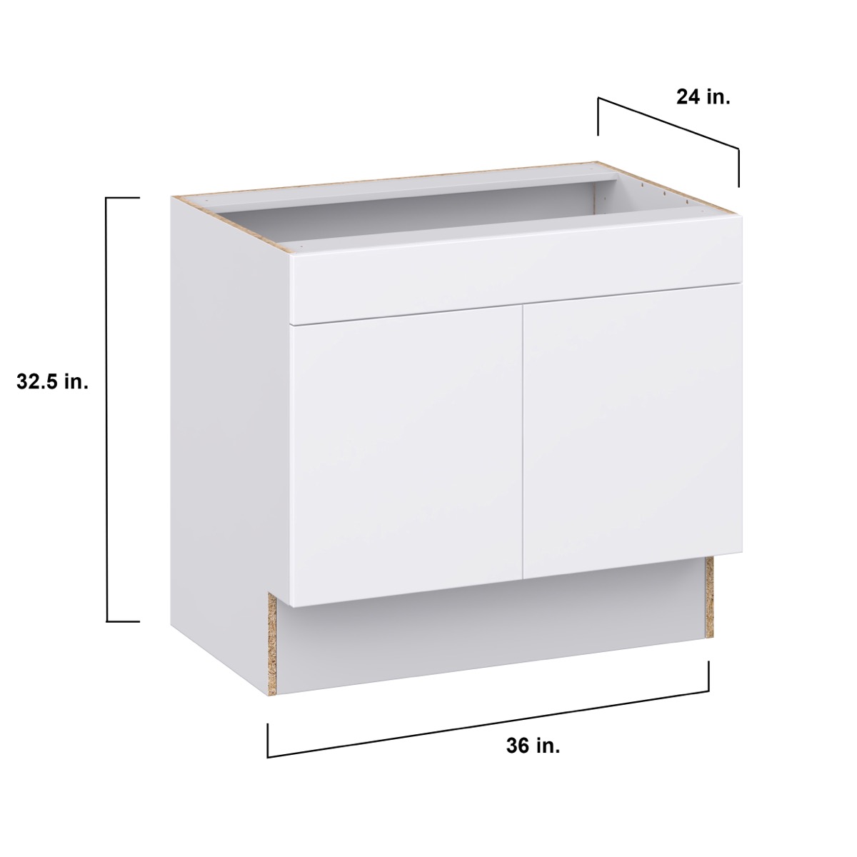 Fairhope Bright White Slab Assembled ADA Sink Base With Removable Front ...