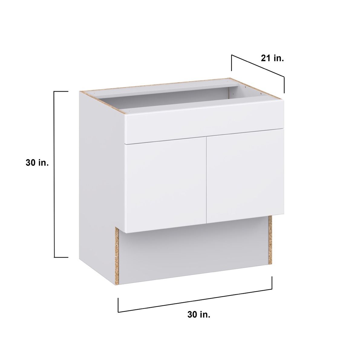 Fairhope Bright White Slab Assembled ADA Vanity Sink Base Cabinet With ...