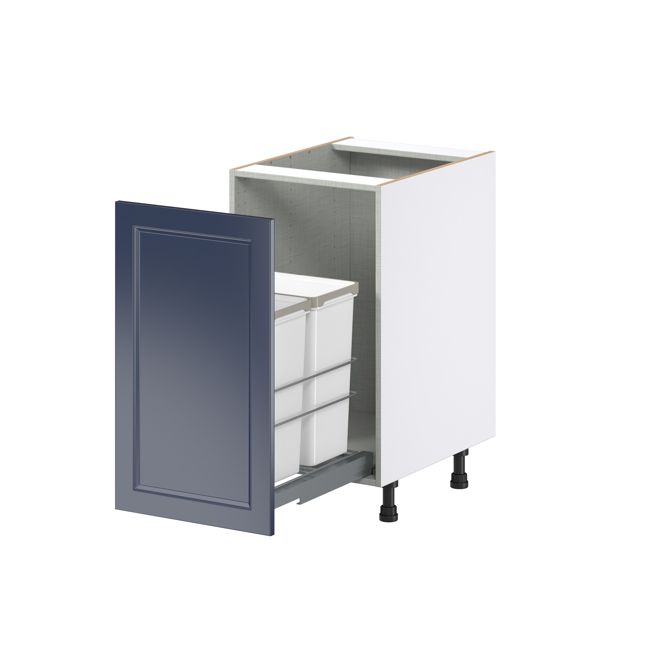 Devon Painted Blue Recessed Assembled 2 Waste Bins Pull Out Kitchen ...