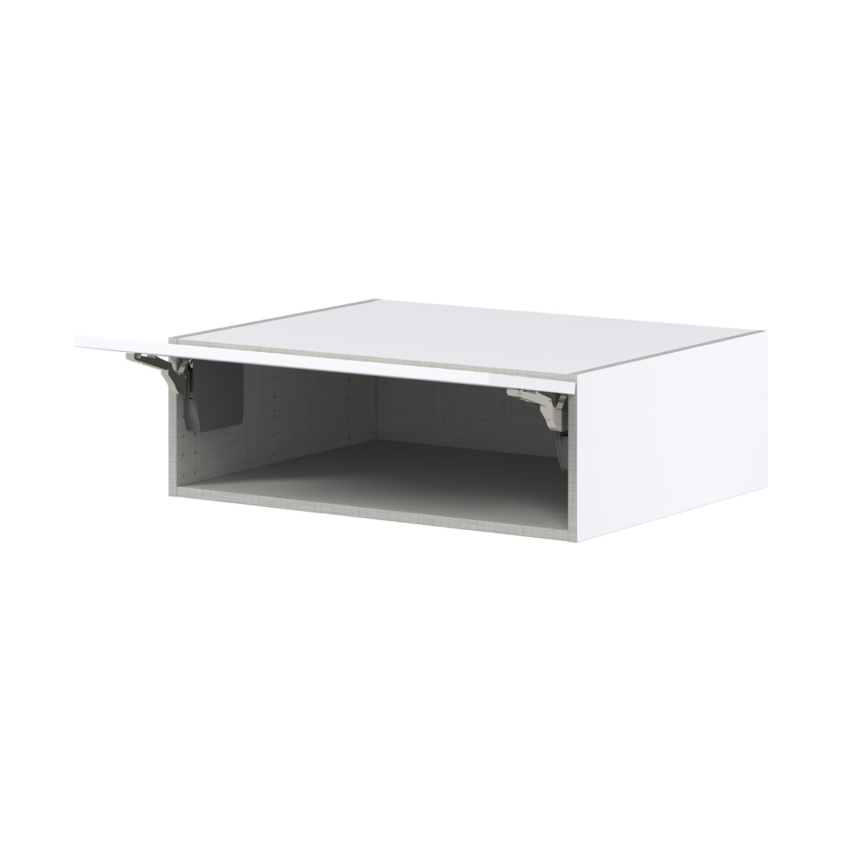 Wallace Warm White Shaker Assembled Deep Wall Bridge Cab with Lift Up ...