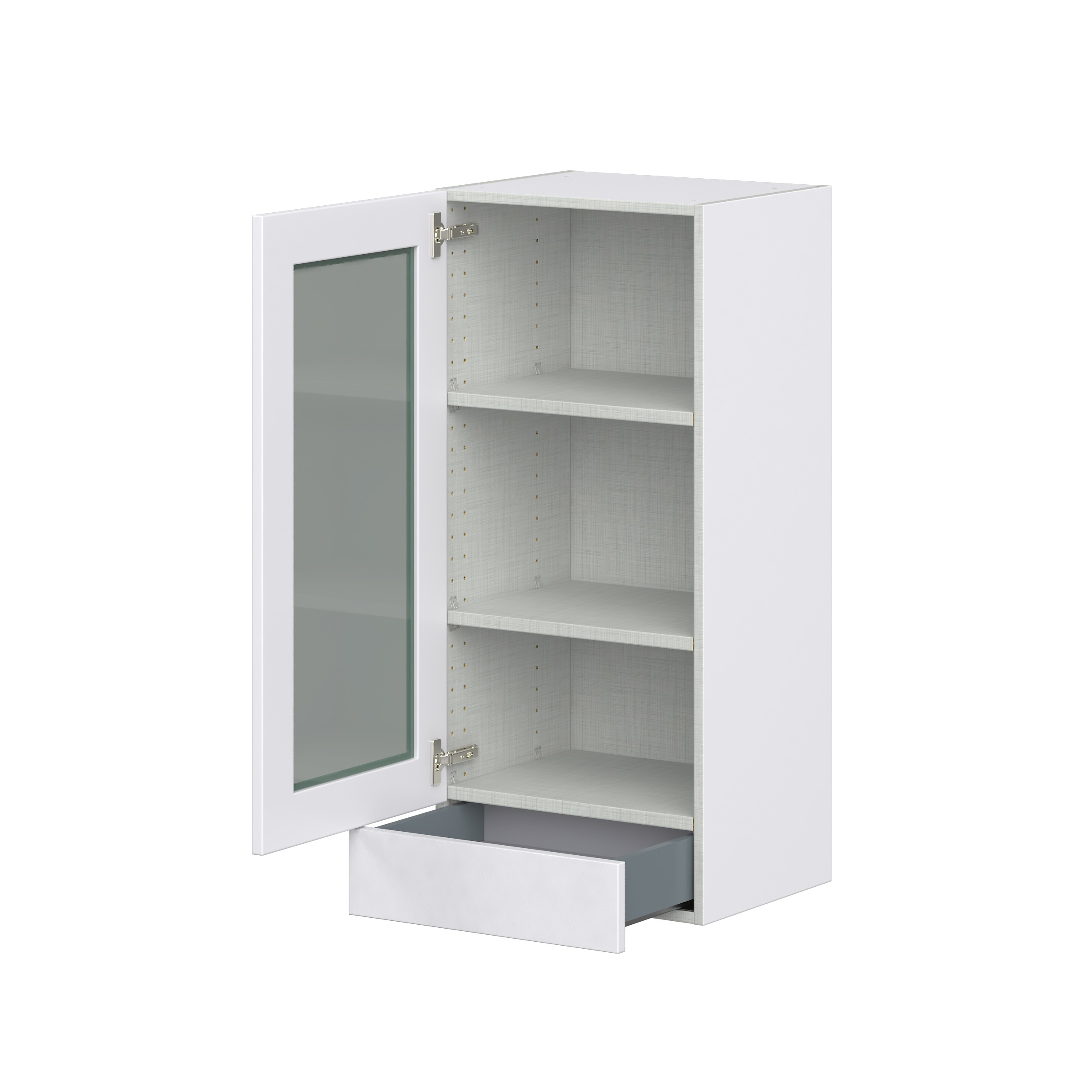 Wallace Painted Warm White Shaker Assembled Glass Wall Kitchen Cabinet ...
